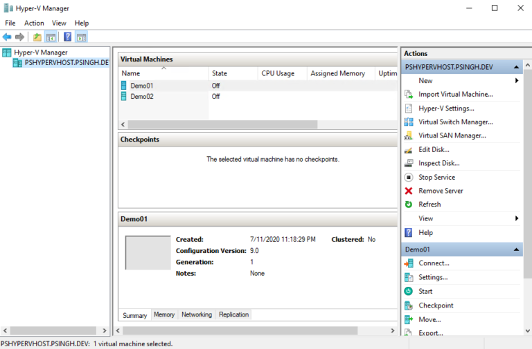 Connect to Hyper-V Host from Workgroup Computer