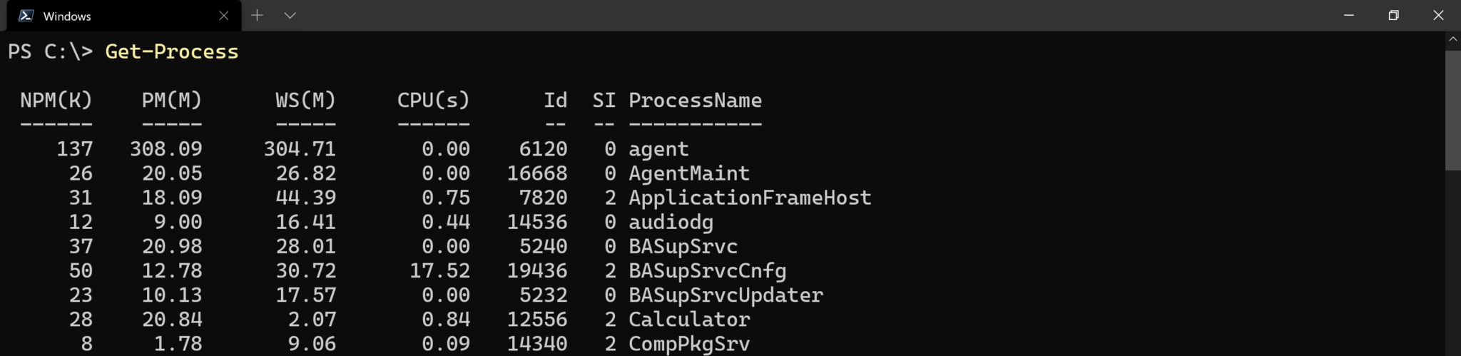 Steamy PowerShell Get-Process Cmdlet for Running Processes