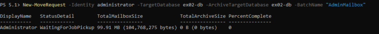 Move Exchange Mailboxes with new-moverequest Command