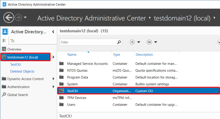 Kickstart AD with the Active Directory Administrative Center