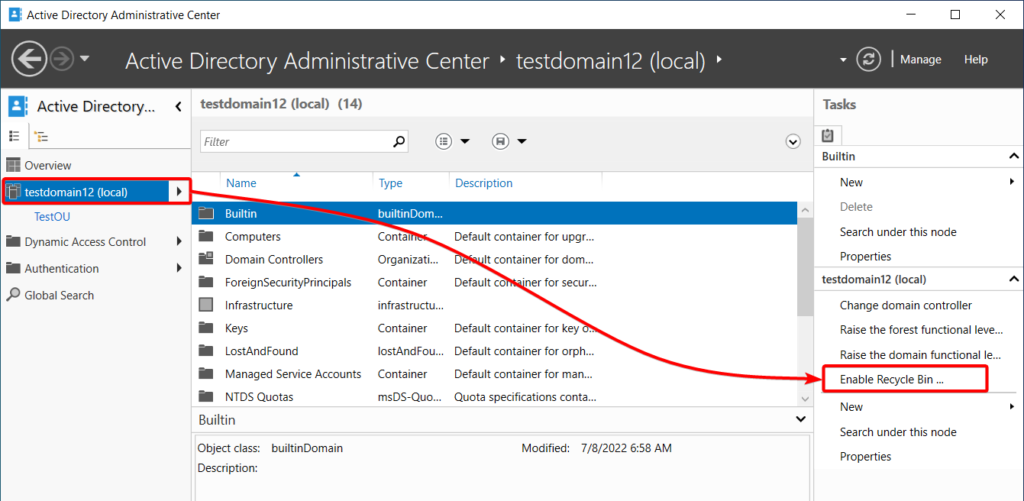 Kickstart AD with the Active Directory Administrative Center