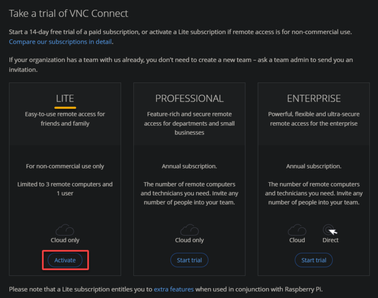 Getting Started with VNC Connect