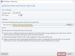 Discovering System Center Virtual Machine Manager (SCVMM)