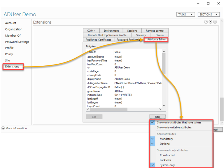 Extracting User Attributes from Active Directory