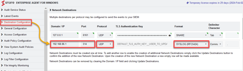 How to Set up the Snare Syslog Agent
