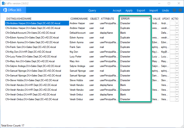 Solve Azure AD Connect Errors via the Microsoft IdFix Tool