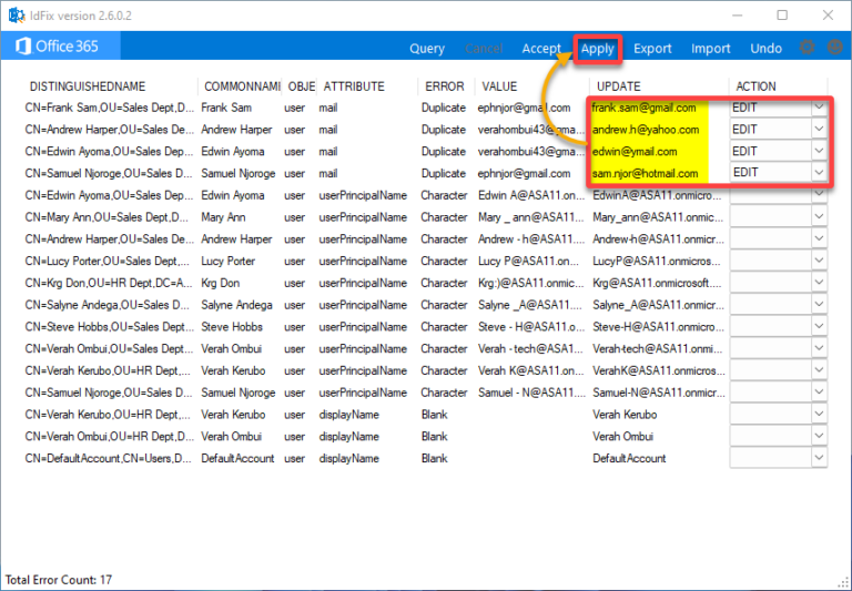 Solve Azure AD Connect Errors via the Microsoft IdFix Tool