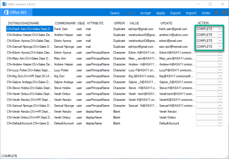 Solve Azure AD Connect Errors via the Microsoft IdFix Tool